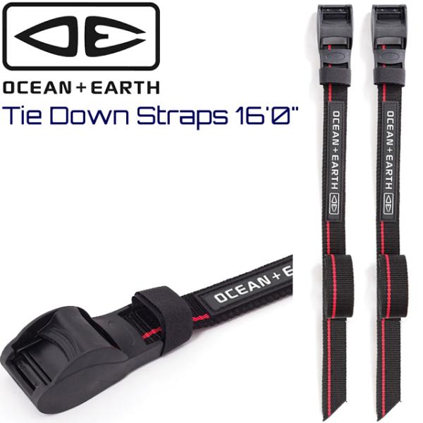【TIE DOWN STRAPS（タイダウンストラップ）】・ルーフラック付きの車用サーフボードストラップ・柔軟性が高く、摩耗・UV・衝撃などに強い織り素材をベルトに採用・バックルにベルトを通すだけの簡単な固定方式・車やボードへの傷を防ぐバッ...