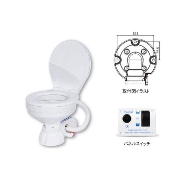 電動マリントイレラージボールサイズです。オートスイッチはワンプッシュで水が流れます 。小は約５秒で約２Ｌほど流れます 。大は約１０秒で約４Ｌほど流れます 。