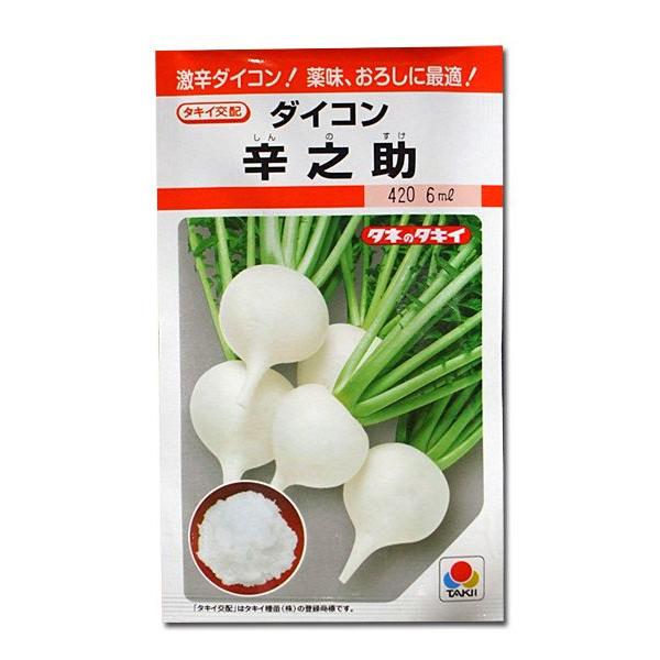 辛味が強いカブ型ダイコンで、根径5〜10cmで収穫でき、揃いが良く秀品率が高いです。肉質は緻密で水分が少ないため、そばなどの薬味に最適です。