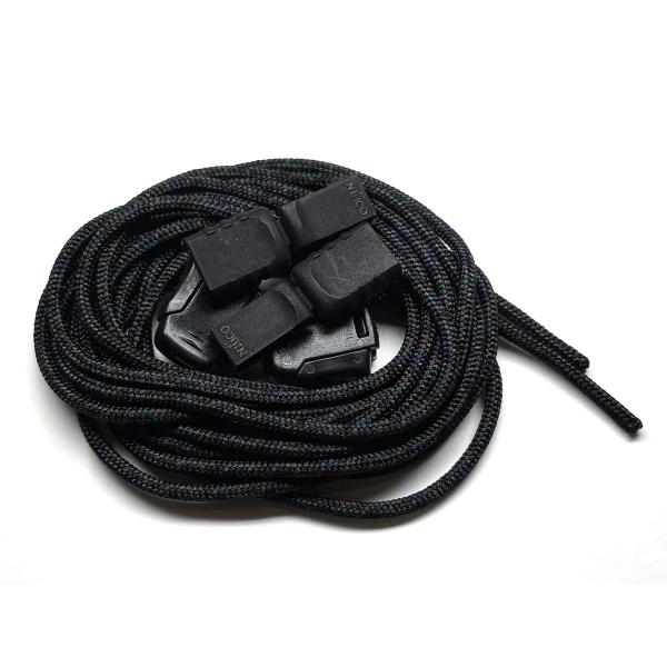 着せ替え用シューレース。付属のアタッチメントで素早くサイズの調整が可能。靴紐がほどけにくくストレスの軽減に繋がります。SIZE：約120cm＊ローカットシューズにおすすめです。Quality：Polyester 100%内容物：ロックパーツ...