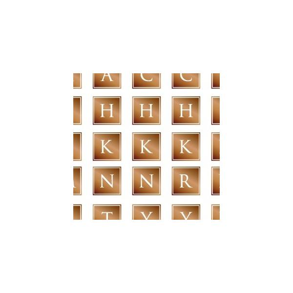 『商品情報』カラー：ブライトゴールド印刷範囲：縦13cm×横20cm推奨焼成温度：800度参考：全て大文字 (縦1.9cm×横1.9cm)2個…C・E・F・I・J・N・R・S・T3個…A・H・M4個…K・Y『商品紹介』オリジナルデザインのポ...