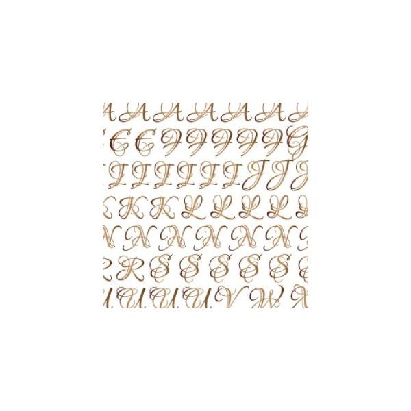 『商品情報』カラー：ブライトゴールド印刷範囲：縦9.6cm×横26.3cm推奨焼成温度：800度 電子レンジ使用不可。参考：全て大文字 (縦1〜1.5cm×横1〜1.5cm)1個…B・D・G・O・P・Q・V・W・X・Z5個…C・E・F・L・...