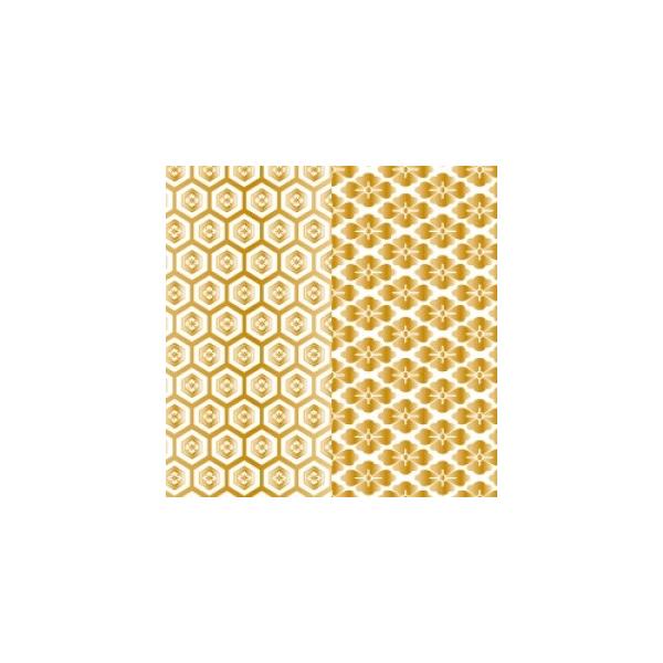 『商品情報』カラー：メタリックゴールド規格：A3印刷範囲：縦26cm×横40cm推奨焼成温度：800度電子レンジ：可『商品紹介』日本の伝統柄のひとつ、亀甲文様と菱型文様のパターンを組み合わせ、モダンで華やかな和風モチーフデザインに仕上げたW...