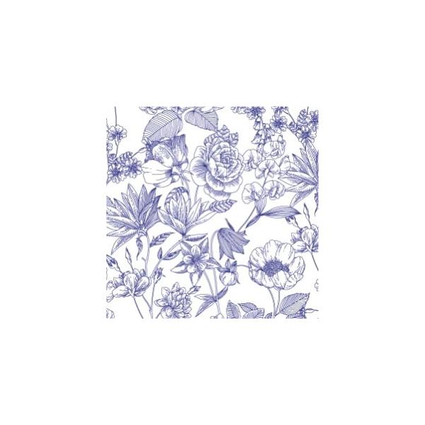 『商品情報』カラー：ロイヤルブルー規格：A3印刷範囲：縦26cm×横40cm推奨焼成温度：800度『商品紹介』繊細なデッサン画で高級感あり。数種類のお花を散りばめて、とても上品な転写紙です。 大人な雰囲気のシックなモノトーンカラーにロイヤル...