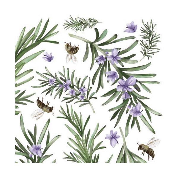 『商品情報』規格：A4印刷範囲：縦18cm×横26cm推奨焼成温度：800度『商品紹介』ハーブ畑で生き生きと育つローズマリーとミツバチをナチュラルに繊細なタッチで表現しました。ローズマリーの淡い紫の花もポイントに♪ほっと落ちつく優雅な感じと...