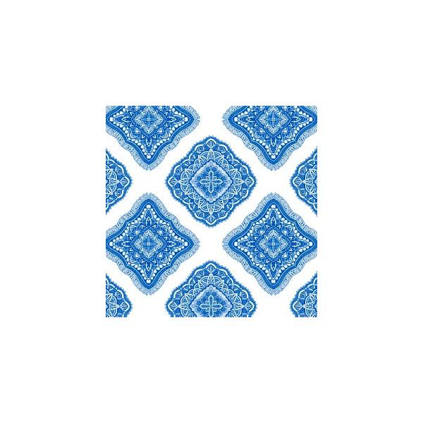 『商品情報』カラー：ブルー規格：A3印刷範囲：縦26cm×横40cm推奨焼成温度：800度『商品紹介』エスニック柄のファブリックをモチーフにした転写紙。A3の全体のイメージは大判のラウンドビーチタオル。ファブリックの周りには、細かいフリンジ...