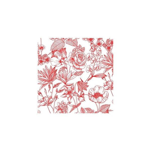 『商品情報』カラー：レッド規格：A3印刷範囲：縦26cm×横40cm推奨焼成温度：800度『商品紹介』繊細なデッサン画で高級感あり。数種類のお花を散りばめて、とても上品な転写紙です。 大人な雰囲気のシックなモノトーンカラーにレッドが新登場。...
