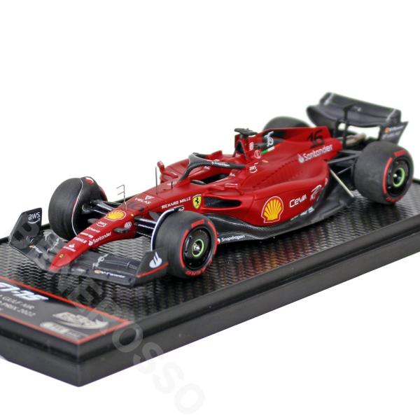 1/43スケールのBBR MODELS製のF1-75のモデルカー。・グランプリ：バーレーンGP 2022年　・マシン名　：F1-75・ドライバー：シャルル・ルクレール・タイヤ：ソフト■モデルカーの特徴暗めなマットレッドのボディカラーがしっか...