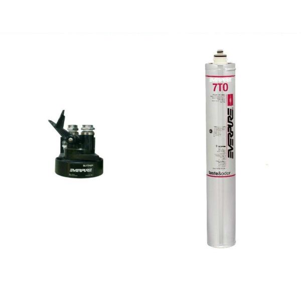 新規設置に必要な給水ヘッドと浄水器カートリッジのセット品です! 大容量フィルタで複数分岐対応や業務用としてご使用いただけます。ろ材は粒状活性炭で残留塩素除去に優れており、30ミクロンより大きい不純物を除去します。5000円＋税以上お買い上げ...