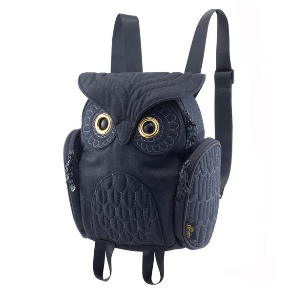 かわいい外見でありながら、実用性バツグンの、MORN CREATIONSミミズクレディース フランネル BLK　サイズ：高さ29× 幅21.5 ×奥行12.5cm容量：約6.8リッター本体重量：約465gベルト：最短約42cm 最長約80c...