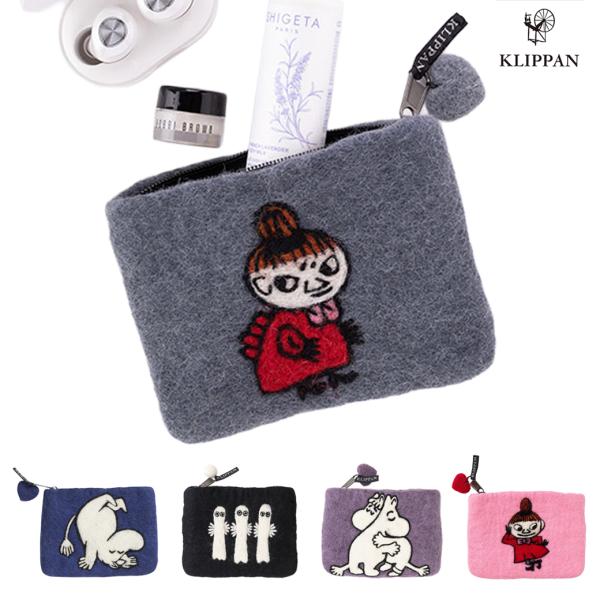 手づくりのあたたかみ溢れる、もこもこフェルト素材：羊毛100％サイズ：約W15×H10cm重さ：30gmade in Nepal KLIPPAN クリッパン　フェルト ポーチムーミンUp＆Down / KP590453 / 73400322...