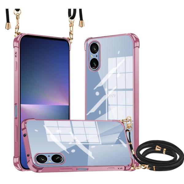 【商品名】　Sony Xperia 5 V ケース クリア ショルダー 新型韓国 可愛い 薄型 軽量 TPU バンパー メッキ加工 耐衝撃 Sony 5 【商品説明】　・?y?i?????z??????A????????????i??j??...