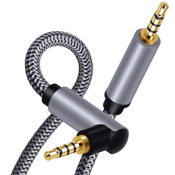 【商品名】　3.5mm オーディオケーブル 片側L型 4極/TRRS ヘッドホンケーブル AUXケーブル 3.5mm オス-オス ステレオミニプラグ イ 【商品説明】　・?y90?????p?f?U?C???zL???^??3.5mmTRR...