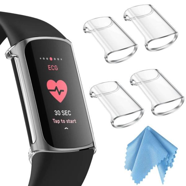【商品名】　4個セット Fintie for Fitbit Charge 6 / Charge 5 ケース クリア ソフト TPU メッキ スクリーンカ 【商品説明】　・?y?S????z???????￥???????100?????b?L...