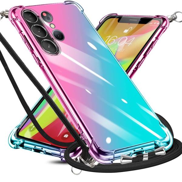 【商品名】　Galaxy S22 Ultra ケース グラデーション色 SC-52C SCG14 ケース 肩掛け 斜めかけ クリア TPU 耐衝撃 ギャ 【商品説明】　・?y????@??z?FGalaxy S22 Ultra ??????...