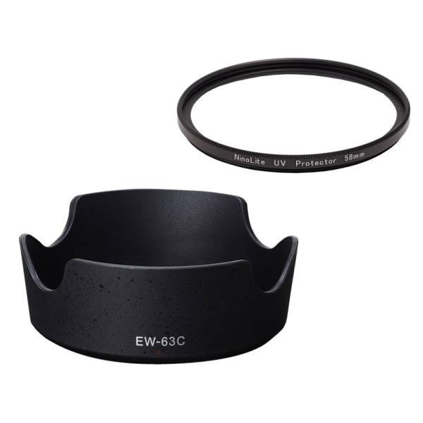 【商品名】　NinoLite EW-63C &amp; UVフィルター58mm の2点セット、RF24-50mm F4.5-6.3 IS STM、EF-S18- 【商品説明】　・?t?B???^?[???i?????F ???F??????...