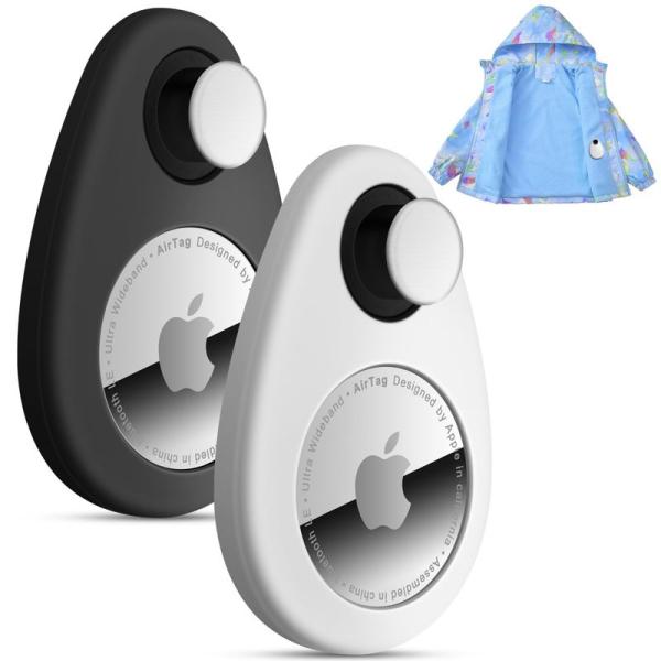 【商品名】　AirTagエアタグ シリコン ケース エアタグ ポータブル マグネット スナップ ケース付き 簡単取り付け 2個セット (ブラック ホワイ 【商品説明】　・[?g??p] ?G?A?^?O?z???_?[??A?o?b?O?A...