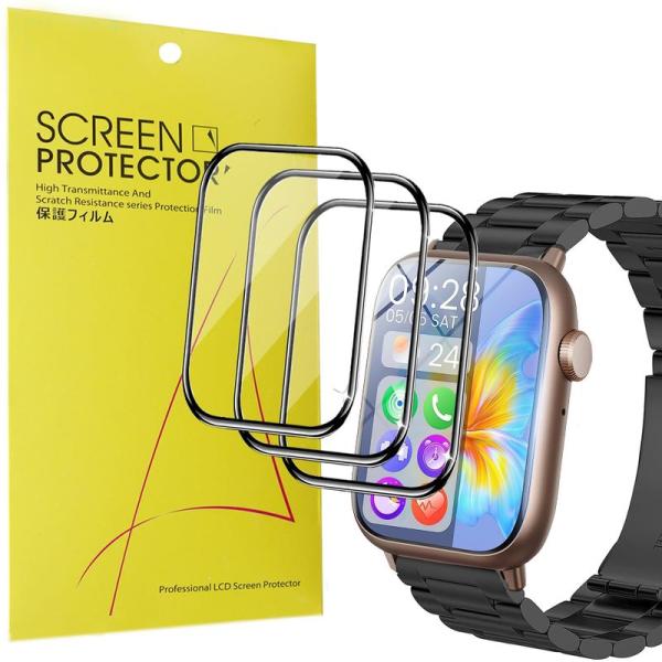 【商品名】　Lamsaw for LOVAME G86 スマートウォッチ 保護フィルム,3枚セット全面保護 フィルム 対応 LOVAME G86 1.8 【商品説明】　・??3D?M??????H?E?S????F?]????2.5D???...