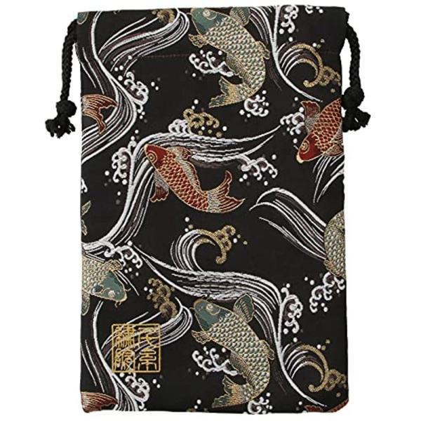 【商品名】　千糸繍院 西陣織 金襴 巾着袋（裏地付き） 黒泳鯉 中サイズ 【商品説明】　・?O?????????X???S??????h?J???{???????A?E?l??1??1?????J??d?グ???????B・?T?C?Y?F...