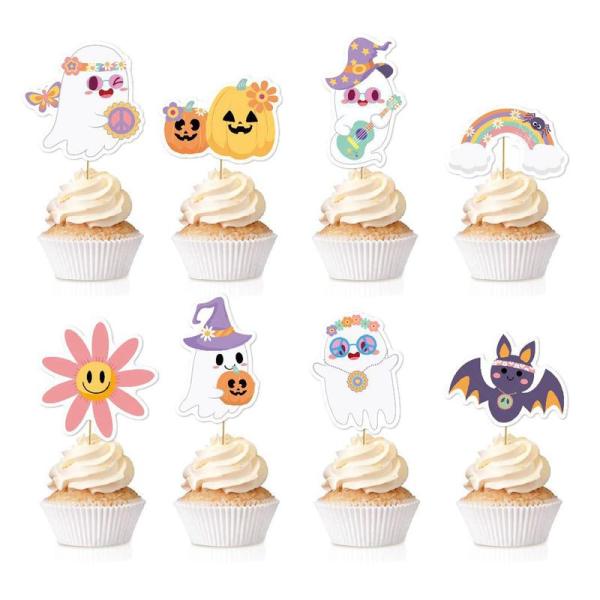 【商品名】　Unikato ハロウィン ケーキトッパー カップケーキトッパー ケーキ飾り 8種類 16枚 フルーツピック 楊枝 幽霊/コウモリ/カボチャ 【商品説明】　・?L???[?g??V??S?????{?w?~?A???X?^?C?...