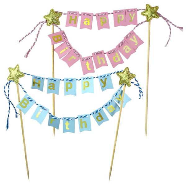 【商品名】　Happy Birthday ケーキトッパー2個入り誕生日ケーキ飾り 誕生日を祝う ケーキ装飾用品 写真撮影 結婚式 パーティー 誕生日(ブ 【商品説明】　・?y?K?p???z?P?[?L??}????????P?[?L???...