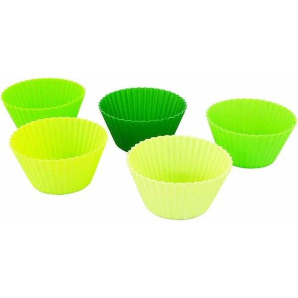 【商品名】　逸品社 カップ シリコン 5個セット ラウンド 電子レンジ 食洗器 オーブン 対応 グリーン シュガーランド スマイルランチメイト 4120 【商品説明】　・?T?C?Y:(??)?a7.1?~????3.4cm・?f??E??...