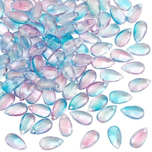 【商品名】　OLYCRAFT 100個 ティアドロップガラスビーズ しずくガラスビーズ グリッター付き 釉薬フラワービーズ しずくビーズ スペーサービー 【商品説明】　・?p?[?t?F?N?g?M?t?g?F?N???X?}?X?A?a?...