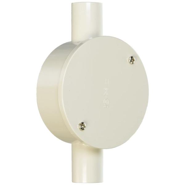 【商品名】　未来工業 露出用丸型ボックス カブセ蓋 2方出 S 適合管:VE16 ベージュ PVM16-2SKJ 【商品説明】　・Body Color: Beige・Compatible Tubes: VE16・Dimensions: D1...