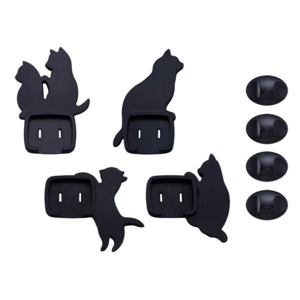 【商品名】　スマイルキッズ ねこのコンセントカバー 4個組 AKN-1804 ブラック 【商品説明】　・?R???Z???g?L???b?v4??t??・?f??E???:?{??=??R?d?C?????V???R???S??/?R???...