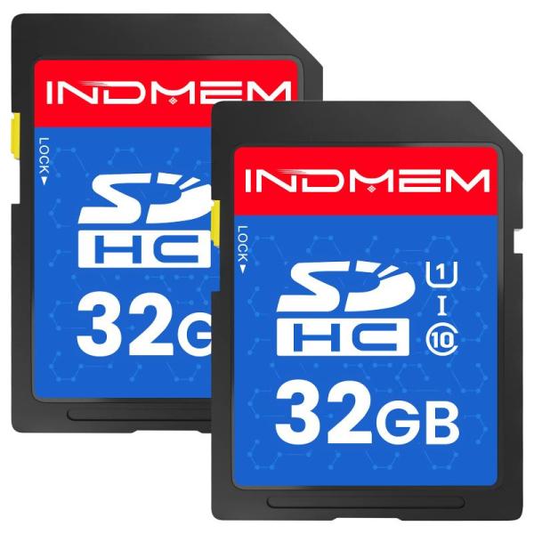 【商品名】　INDMEM SDカード 32GB 2枚セットSDHC メモリーカード UHS-I U1 Class10 高速 Full HD ビデオ 撮影 【商品説明】　・容量：32GBのストレージ容量。実際の許容容量は約29.2GB・対応機...
