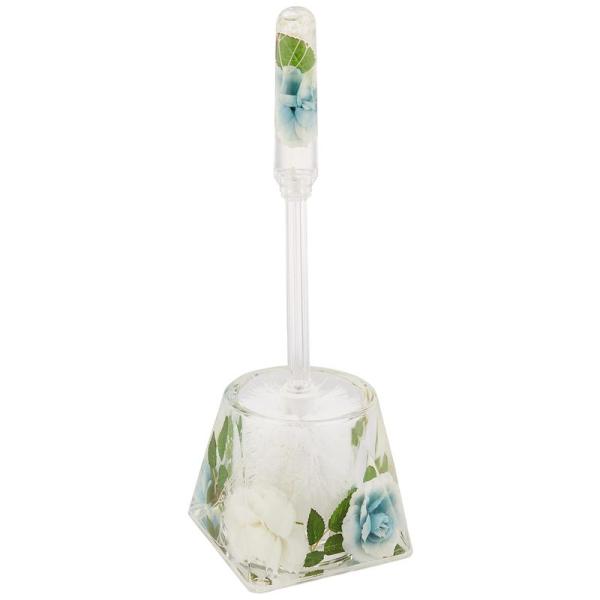 【商品名】　パシフィックGLD トイレブラシセット アクリル水中花 ホワイト&amp;ブルー (ブラシ)φ7×長さ33cm 58803 【商品説明】　・原産国:中国・本体サイズ:(ブラシ)約φ7×33cm、(スタンド)約12×12×10.5...