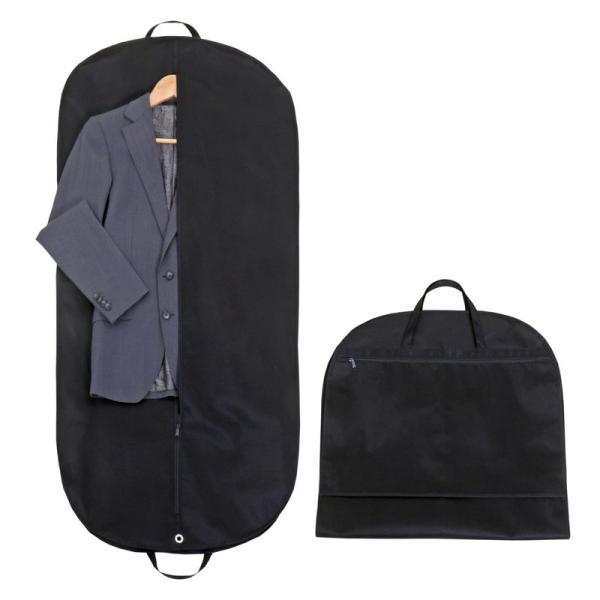 【商品名】　アストロ スーツカバー マチ付 黒 厚手不織布 ファスナー 小物ポケット付き 持ち手付き 605-30 【商品説明】　・2着掛けられます:マチ付のゆったり収納。フック穴が2つあるので2着掛けられます。フック穴はハトメで補強。・サ...