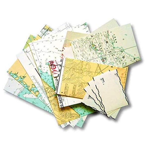 【商品名】　廃版海図 レターセット A5サイズ 【商品説明】　・※海図便箋に罫線はありません。・内容量：海図便箋(A5)×8枚、海図封筒(114mm×162mm)×4枚、宛て名シール×4枚・廃版になった場所や断裁の仕方により、仕上がりのデザ...