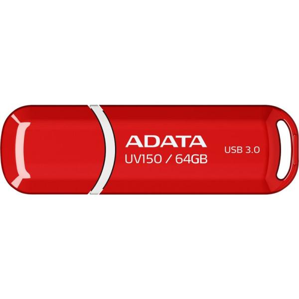 【商品名】　ADATA USBメモリ USB3.2 Gen1 64GB キャップ付 レッド AUV150-64G-RRD 【商品説明】　・インターフェース:USB 3.2 Gen1(USB 2.0 と下位互換性あり)・デバイス後端部にキャッ...