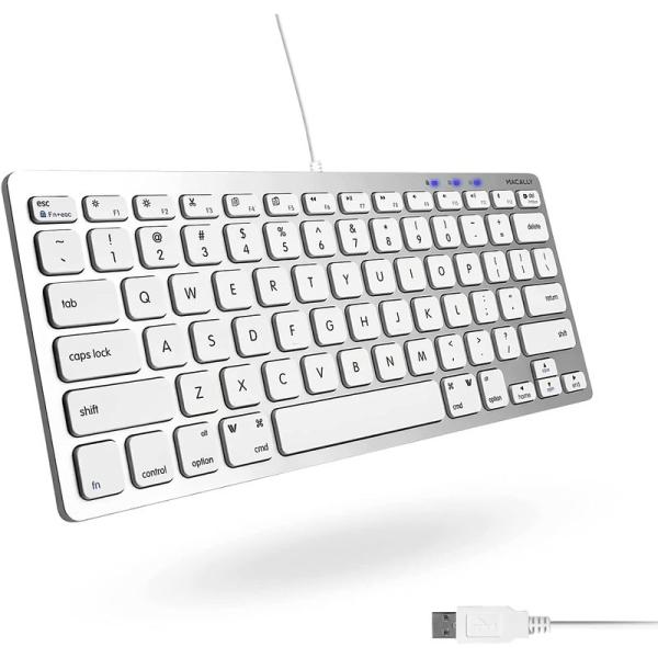 【商品名】　Macally SLIMKEYCA compact USB-A Keyboard for Mac US QWERTY Key Cap Lay 【商品説明】　・システム要求：利用可能なUSBポートを備えたデスクトップまたはノートブ...