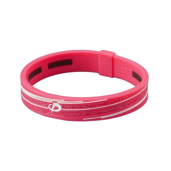 【商品名】　ファイテン(phiten) ブレスレット RAKUWA ブレスS シリコーン スラッシュライン ラメタイプ ピンク/ホワイト 15cm 【商品説明】　・カラー:ネイビー/ホワイト・サイズ:15cm・性別:男性/女性・技術:ミクロ...