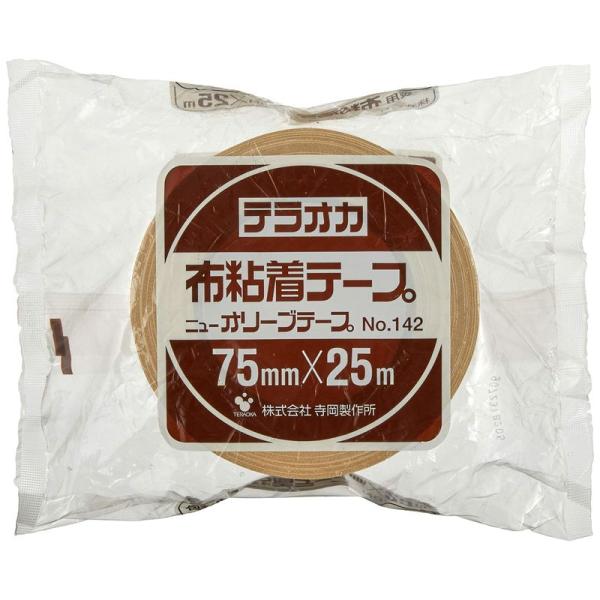 【商品名】　TERAOKA ニューオリーブテープ NO.142 75mmX25M 14275X25 【商品説明】　・Adhesive strength: 10.79N/1 in (25 mm); Tensile strength: 186....