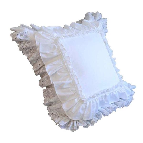 【商品名】　アンティーク風 クッションカバー 45×45cm おしゃれ フリル付き ホワイトレース正方形クッションカバー 北欧 シャビー インテリア ア 【商品説明】　・?T?C?Y?F??45cm?~45cm ?W???T?C?Y??N?...