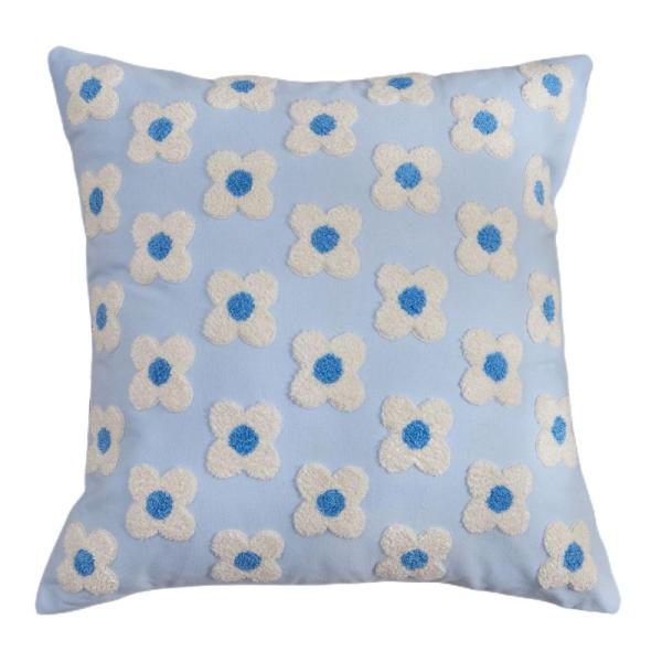 【商品名】　miagolale パイルフラワー クッションカバー 45×45cm 花柄 白い花 (ブルー) 【商品説明】　・?J?o?[???????????B????????????????????r?k?[?h?N?b?V???????...