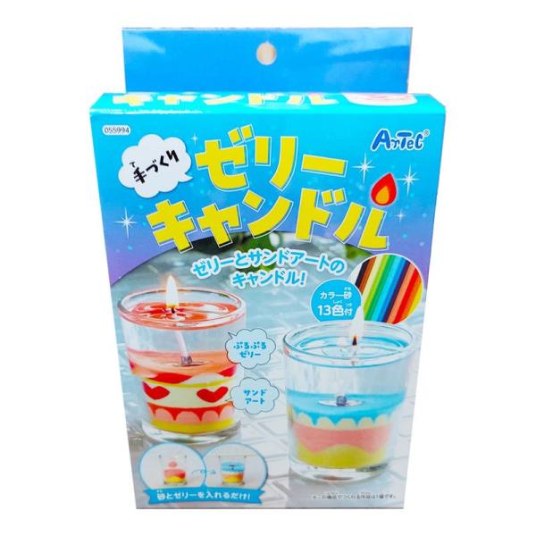 【商品名】　簡単 手作りゼリー キャンドルキット「 ゼリー と サンドアート の キャンドル 」 (お子様向け 対象年齢 6歳以上) かわいい 素敵 キ 【商品説明】　 【サイズ】　高さ : 6.10 cm　横幅 : 13.10 cm　奥行...