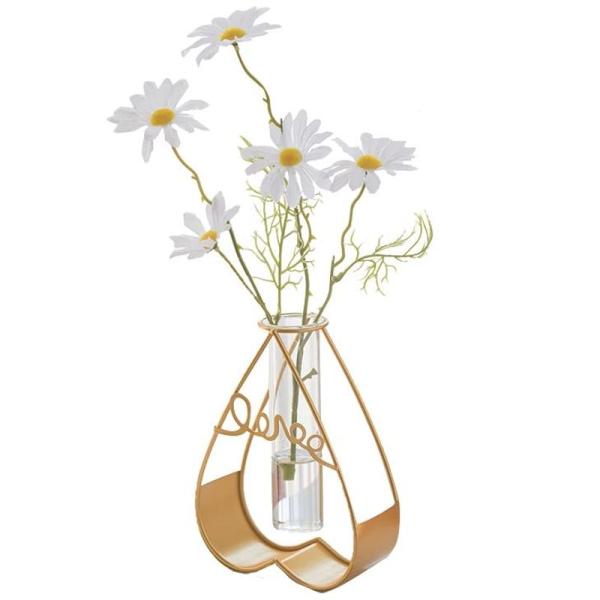 【商品名】　BIRLD ガラス管 フラワーベース 立体 ゴールド フレーム 花器 インテリア 雑貨 一輪挿し 花瓶 (ハートシェイプ) 【商品説明】　・????????????????????????????????????????????...