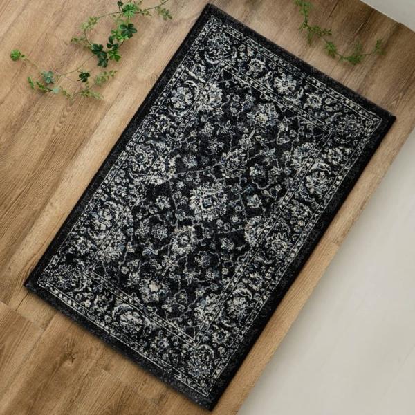 【商品名】　サヤンサヤン ペルシャ柄 玄関マット 屋内 ノーブルスタイル? 60x90 ブラック ウィルトン織 【商品説明】　・?y?A???J?[?y?b?g?????S????????p???????????????肢?z?@?@?@?...