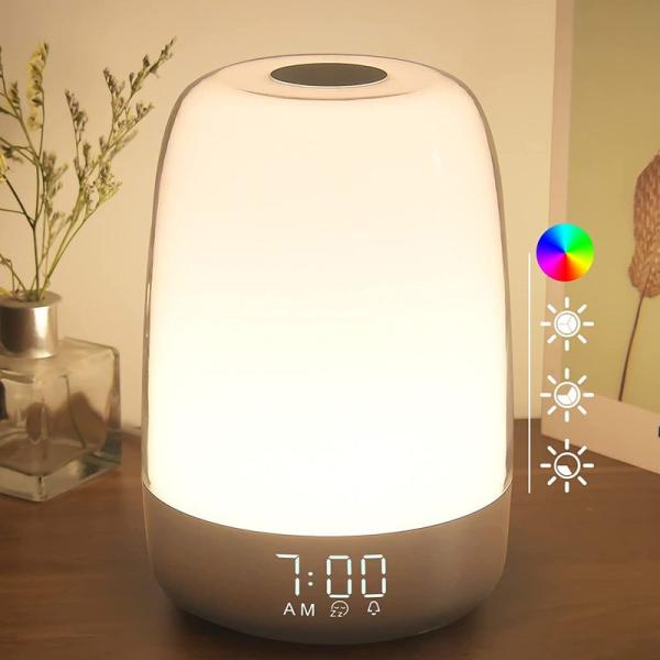 【商品名】　目覚まし時計 光 間接照明 Wake Up Light 調光 調色 タイマー ナイトライト デジタル時計 卓上 寝室 読書灯 常夜灯 授乳ラ 【商品説明】　・?y7????E?F?C?N?A?b?v???[?h?z?F?A???...