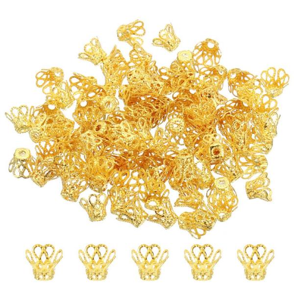 【商品名】　PATIKIL 座金 花座 花のビーズキャップ 100個 8x7mm 中空 メタル イヤリングブレスネックレスDIY用 金トーン 【商品説明】　・?A?v???P?[?V?????F??????t?????[?r?[?Y?L??...