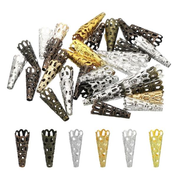 【商品名】　PATIKIL 花形ビーズキャップ 座金 フラワーキャップ 50個 8x23 mm 中空 メタル イヤリングブレスネックレスDIY用 多色 【商品説明】　・?A?v???P?[?V?????F??????t?????[?r?[?...