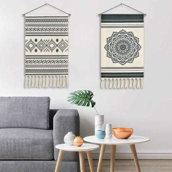 【商品名】　Shiny Flower 2個入り ボヘミア風タペストリー マントラ壁布 壁掛け 壁飾り 模様替え 装飾布 コットンリネン 織り 装飾用品  【商品説明】　・?yHD??????????f?U?C???z?n?C?r?W????...