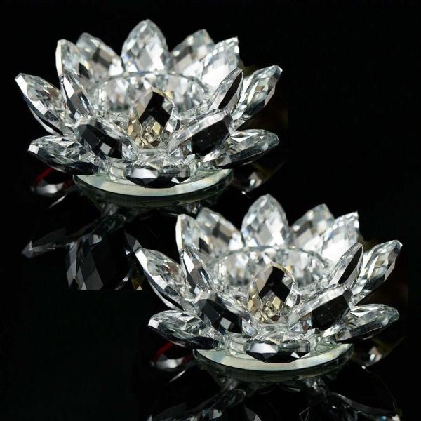 【商品名】　クリスタルガラス 蓮 ロータス クリスタル ローソク立て ガラス 置物 燭台 蝋燭立て 花 キャンドル ろうそく ランプ ホルダー 蓮の花  【商品説明】　・30??????S??? ?F????????????????????...