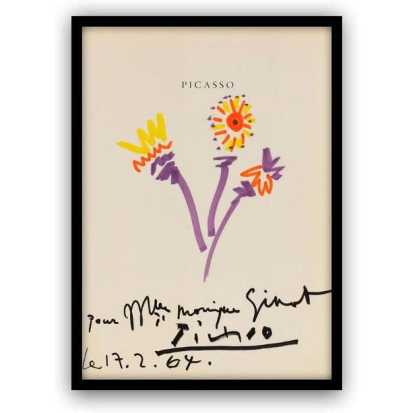 【商品名】　ピカソ三輪の花 (A4サイズ（黒フレーム付き）) 【商品説明】　・?z???T?C?Y?F238?o?~329?o?@?d??F??200?O?????@?z?????FPET?i?v???X?`?b?N?f??j?@?z???...