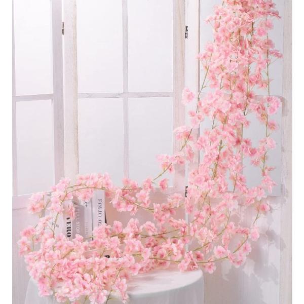 【商品名】　Lakymisy 桜 造花 桜の花 ガーランド 2本セット 造花の藤 135輪花/本 枯れない花 お花見 さくら 春の飾り 庭園飾り 手作り 【商品説明】　・?y?f?G?????z?F???????A???????A????A...