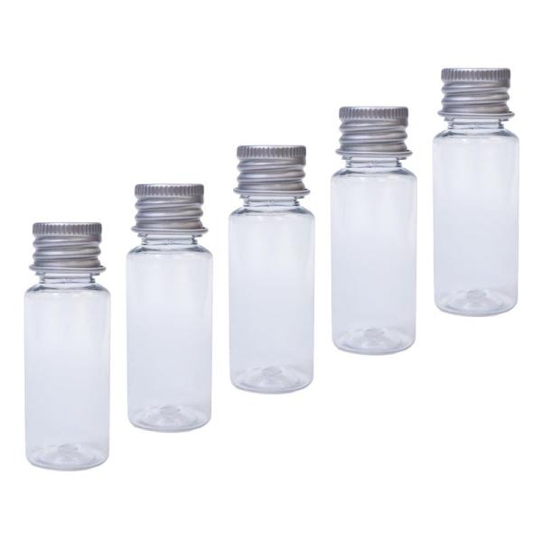 【商品名】　ミニボトル プラスチック アルミ キャップ 20ml 5本セット 小瓶 小物入れ 手芸 液体 保存 小分け 整理 鑑賞 きらきらぷんぷん丸  【商品説明】　・?y?T?C?Y?z?c??66mm ?~ ???a??24mm ?i...